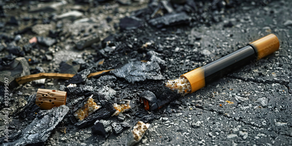 A discarded meth pipe, its blackened shards littering the grimy ...