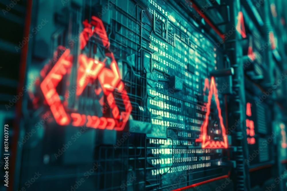 futuristic digital exchange platform alert notification warning of ...