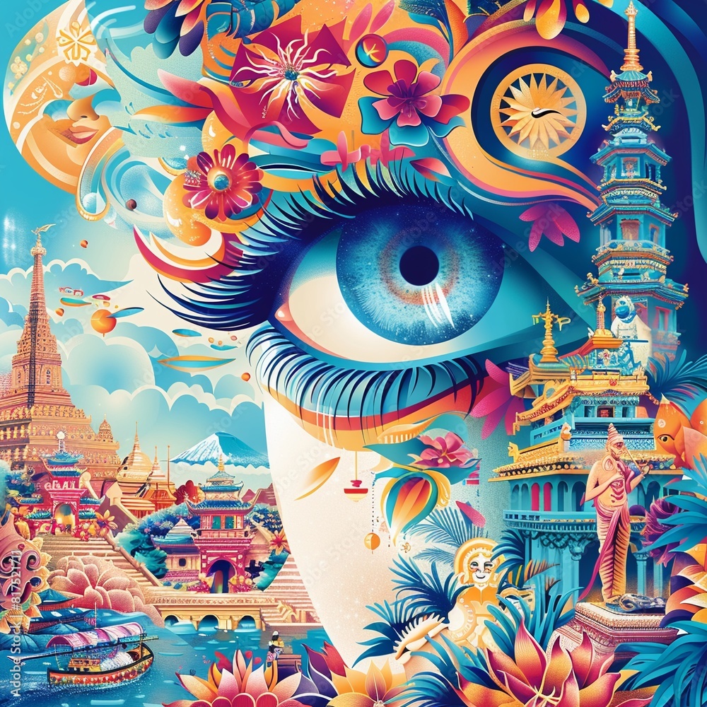 Illustrative yin yang symbol incorporating Chinese characters, possibly ...