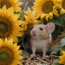 Sunflower Field Mouse Free Stock Photo - Public Domain Pictures