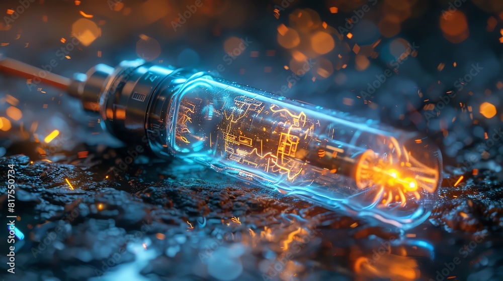 Mystical USB with beautiful electric elements, a 3D representation of ...