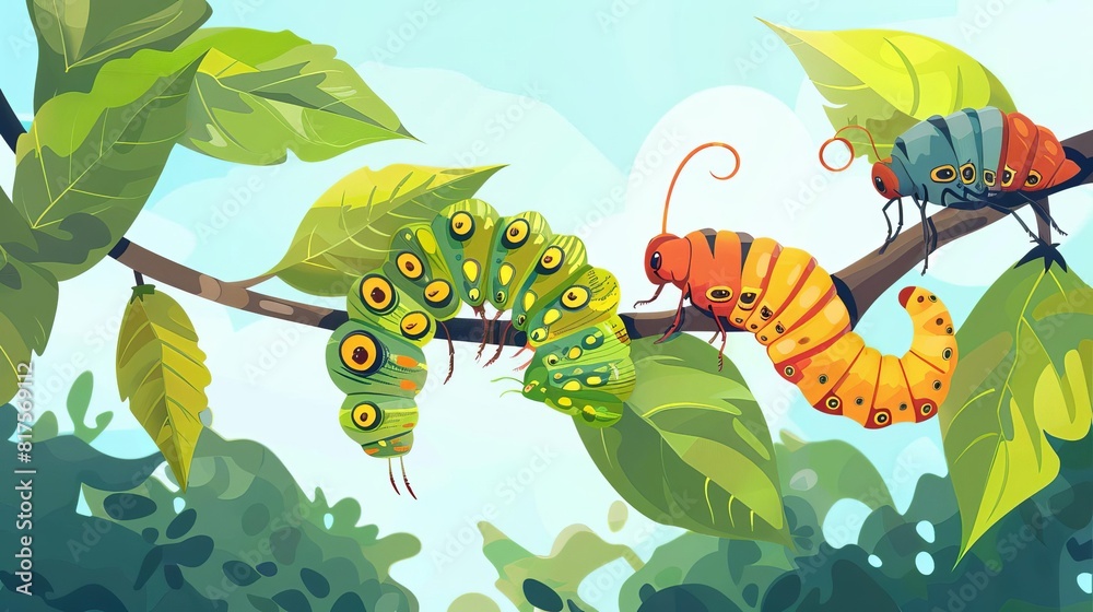 Butterfly development stages caterpillar larva, pupa, imago Life cycle ...
