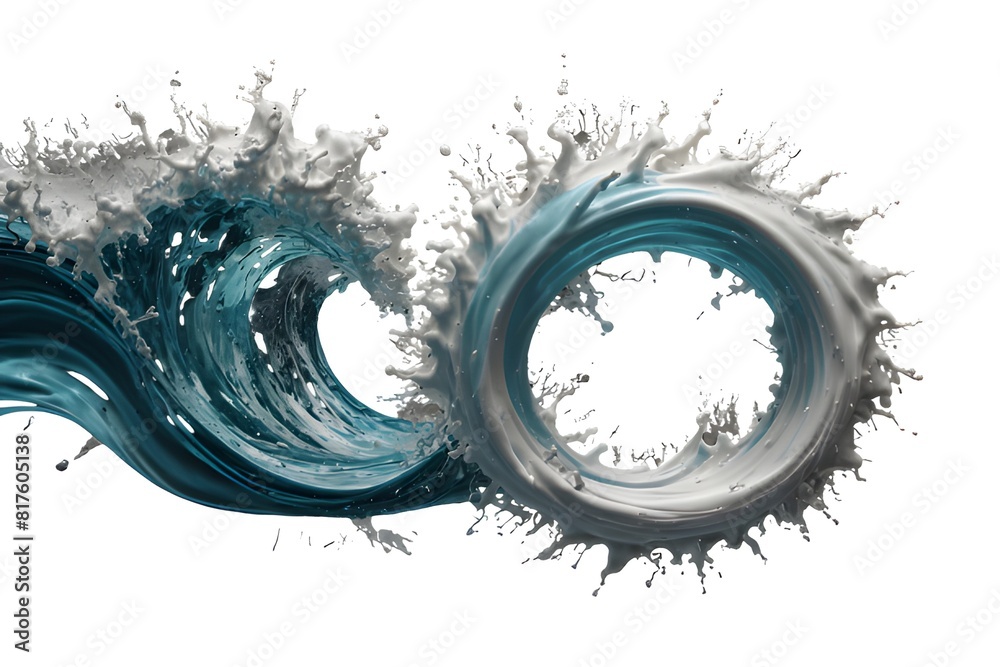 Clear white water Spiral liquid splash swirl wave on transparent ...