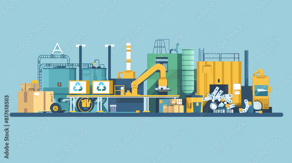 Lean manufacturing flat design side view waste reduction animation ...