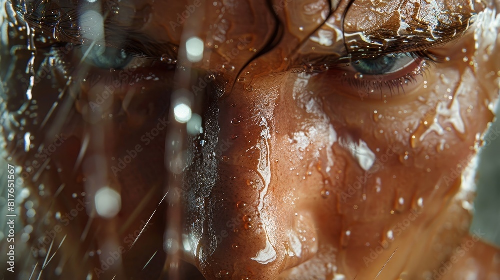 Capture the intricate details of a focused, sweaty athletes face during ...
