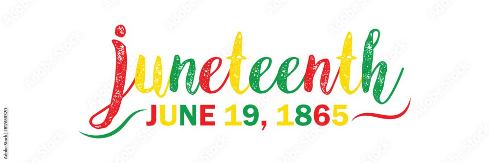Juneteenth freedom day, hand-written text, typography, hand lettering ...
