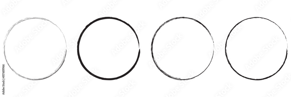 Hand drawn circle line sketch set isolated on white background. Vector ...