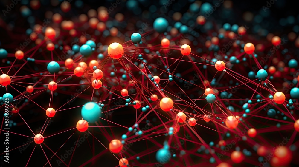 Network structure chemical bonds in molecular level of lines and points ...
