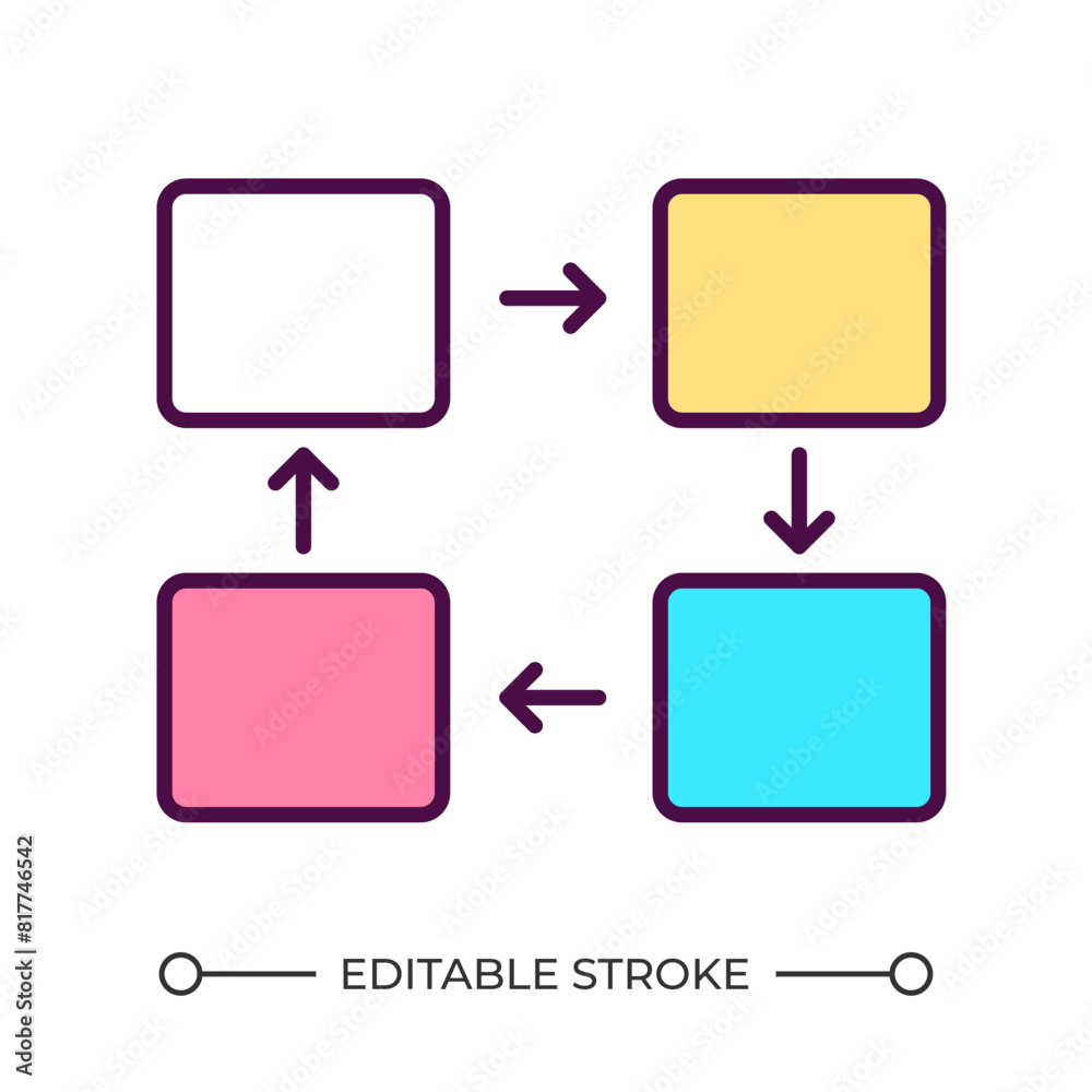 PDCA RGB color icon. Flowchart icon. Plan do check act methodology ...