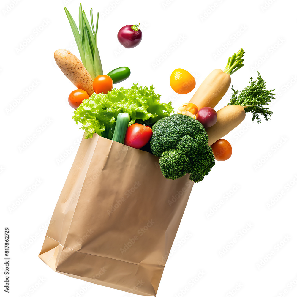 grocery bag in air on transparent background Stock Photo | Adobe Stock