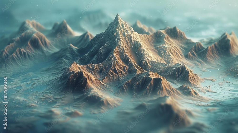 Mountain range 3D modeling, A detailed 3D model of a mountain range ...