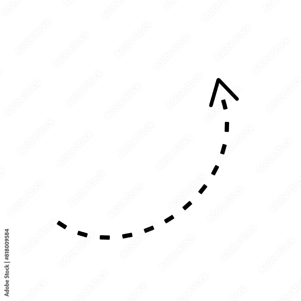 arrow with dashed line isolated on white and transparent background ...