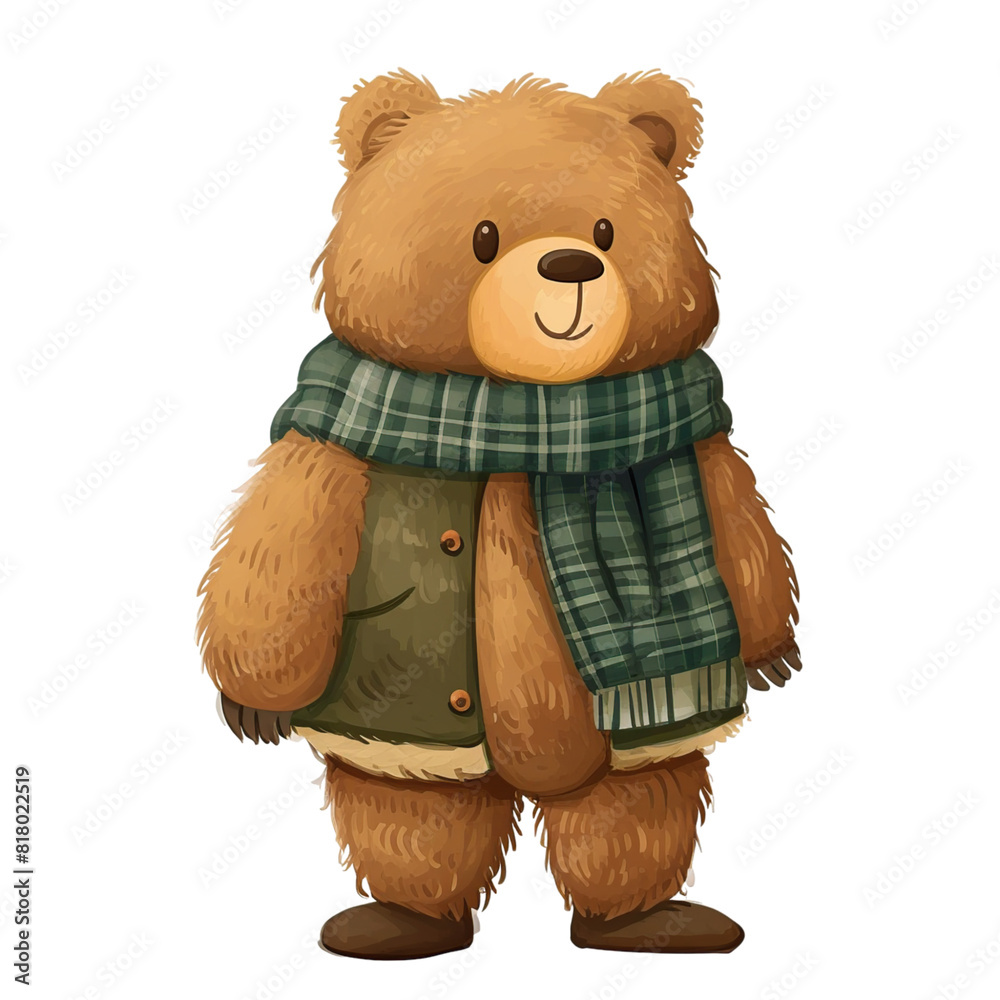 Lovable bear cartoon toy character with outfits, isolated on ...