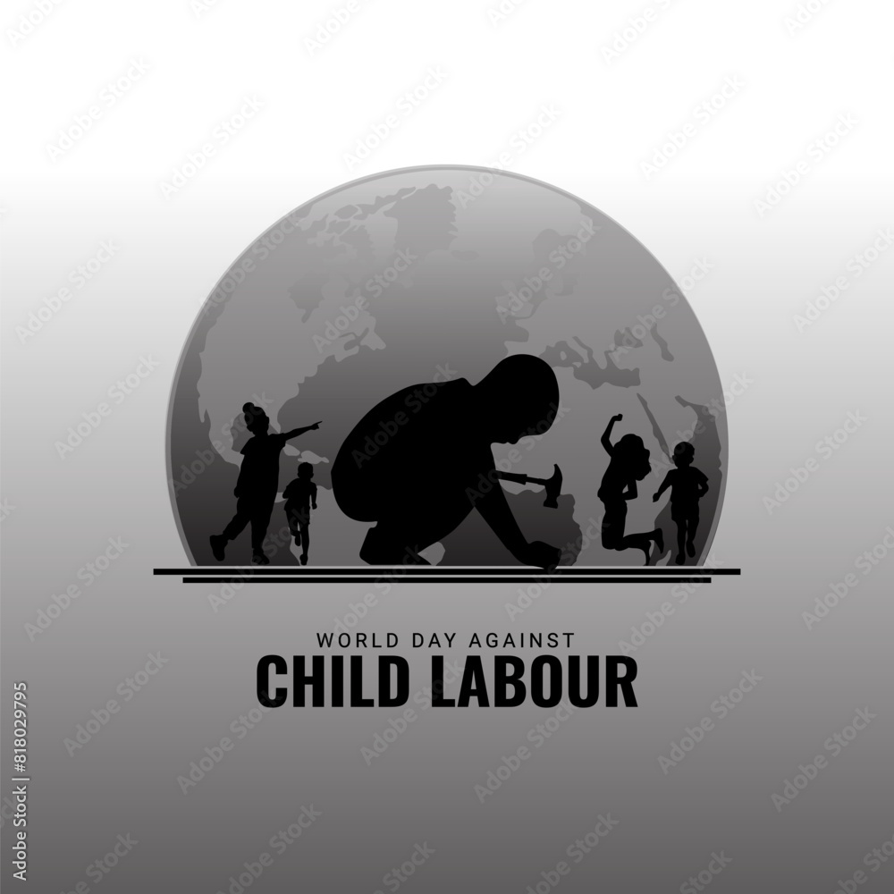 Vector de Stock Child labor Vector Child labor Poster World Day Against ...
