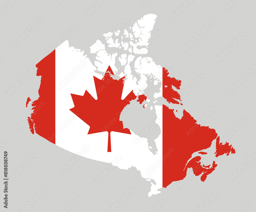 Canada map in national flag colors. Map illustration of one of the most ...
