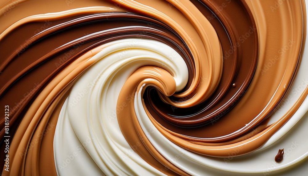 dynamic caramel splash with chocolate and milk, showcasing a liquid ...