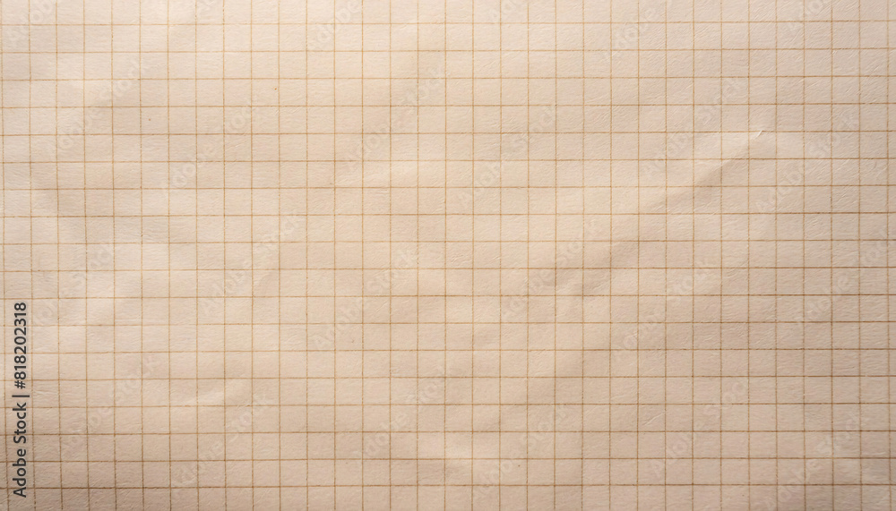 beige graph paper texture with brown grid lines, creases, worn ...