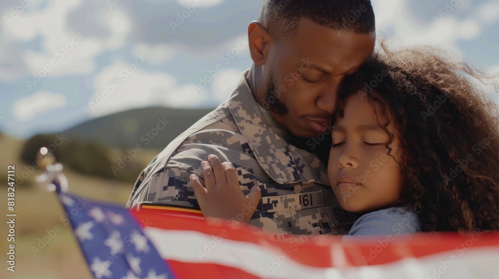 Emotional military dad hugging his daughter on his homecoming. Army ...