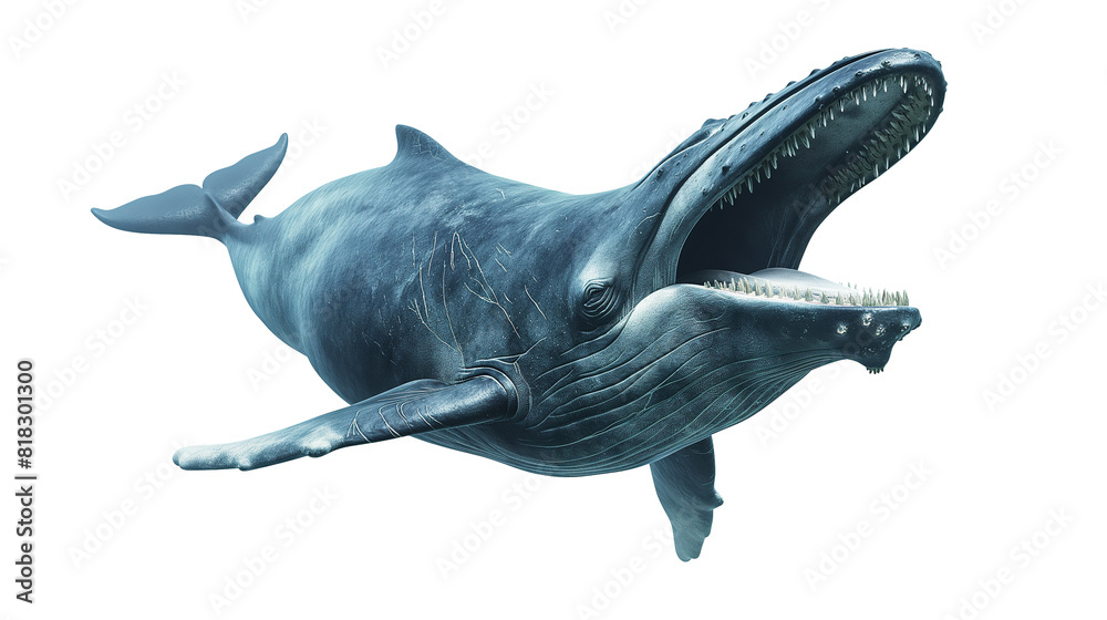 Whale - Blue whale swimming with open mouth isolated on a transparent ...