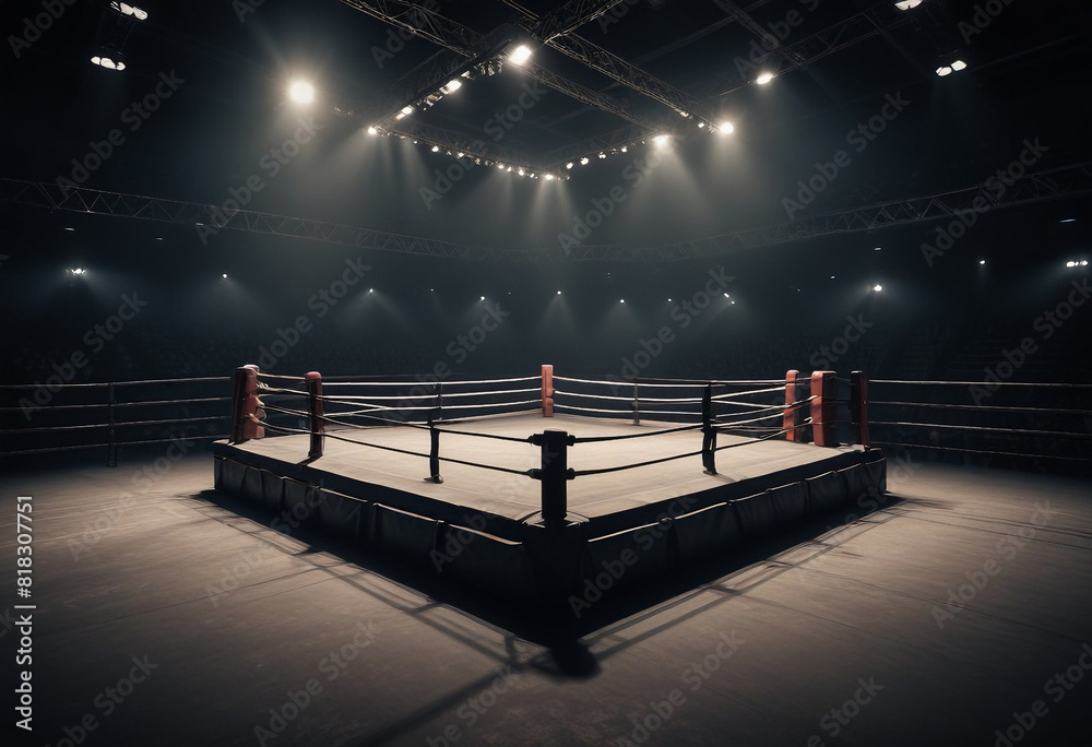 WWE wrestling ring corner. Sport background empty boxing ring with ...