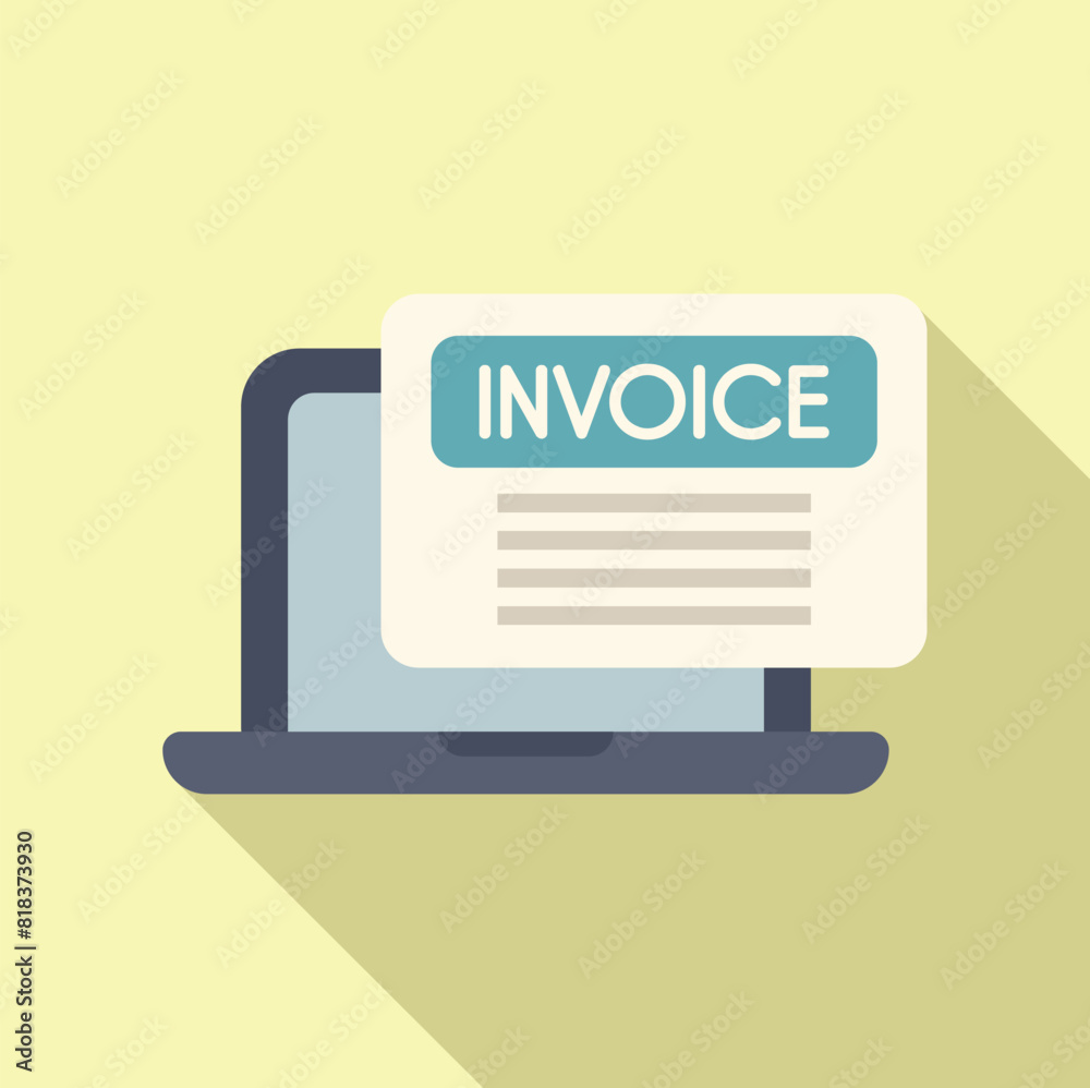 Modern digital invoice concept illustration on a laptop with flat ...