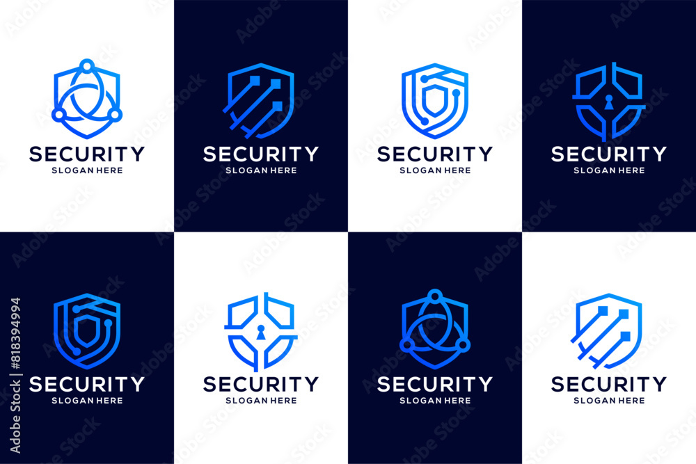 Collection of cyber security and privacy logo design template Stock ...