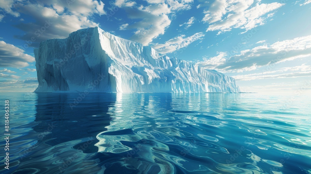 Melting Ice Cap: Climate Change Concept Illustration of Rising Sea Levels Caused by Ice Cap ...
