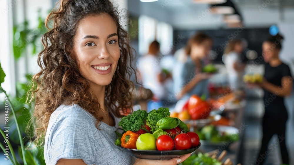 Healthy lifestyle promotion at a corporate health fair, employees ...