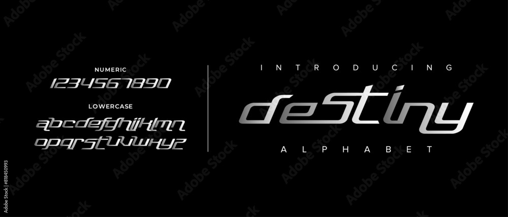 Destiny creative simple modern urban alphabet font. Digital abstract ...