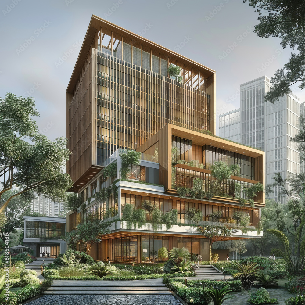 Design for an architecturally designed 12-story hospital building with ...