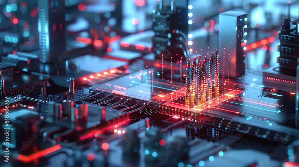 An artistic rendering of nanotechnology applications in electronics ...