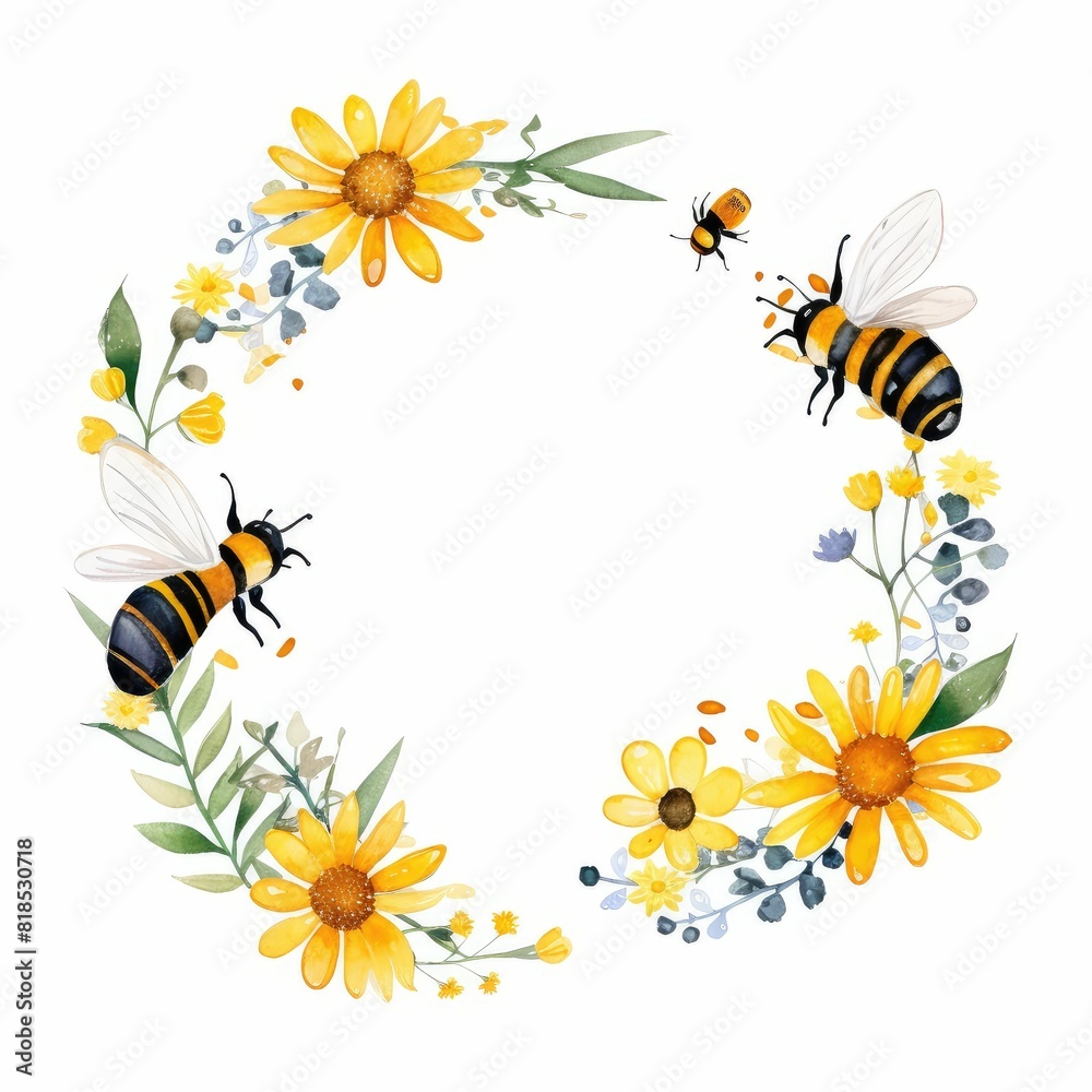 cute bee and flower themed frame or border for photos and text ...