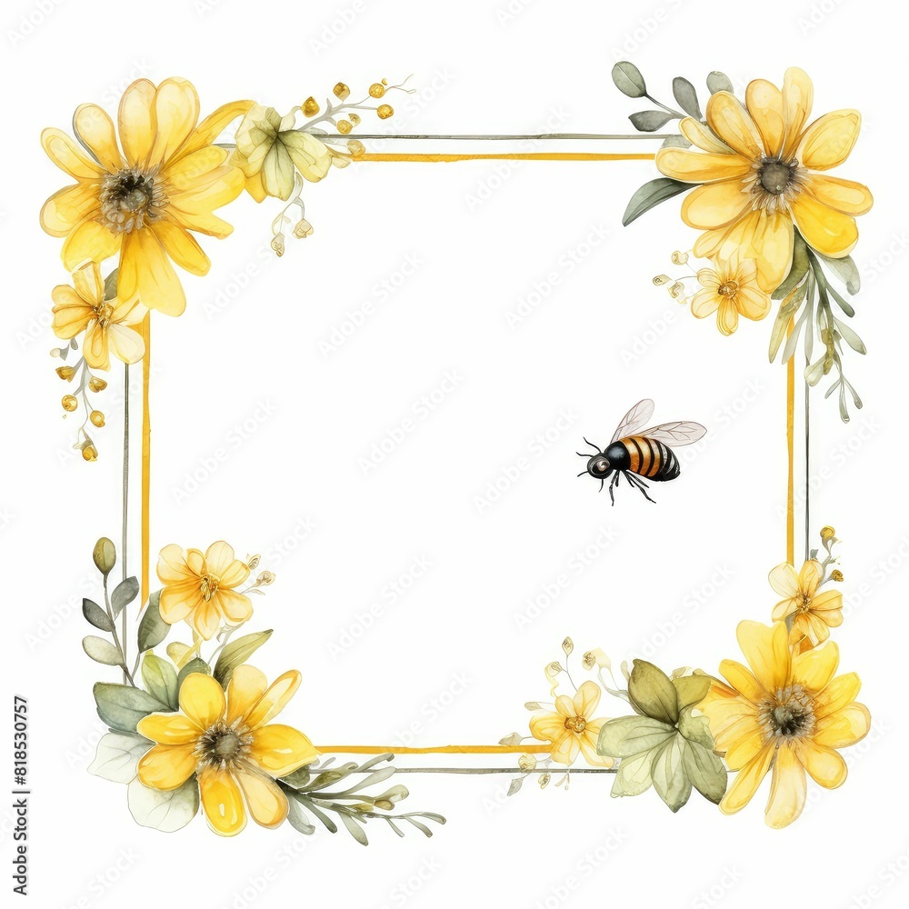 cute bee and flower themed frame or border for photos and text ...