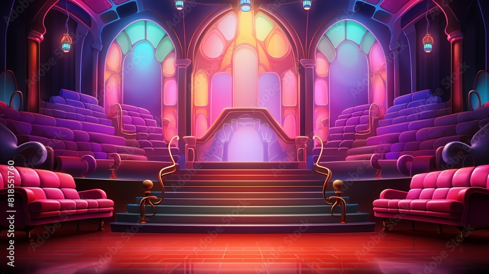 Aesthetic backgrounds, Stage with a retro, 80s theme and colorful ...