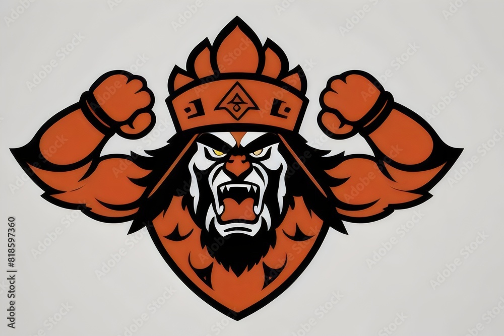 a flat vector style logo depicting An angry aboriginal chief for a ...