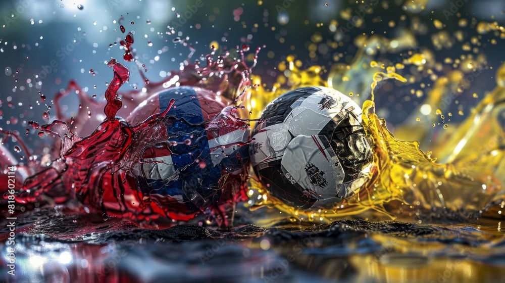 liquify country flags of Germany and Scotland splash towards each other ...