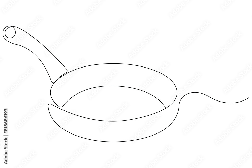 Стоковое векторное изображение «Frying pan continuous one line art ...