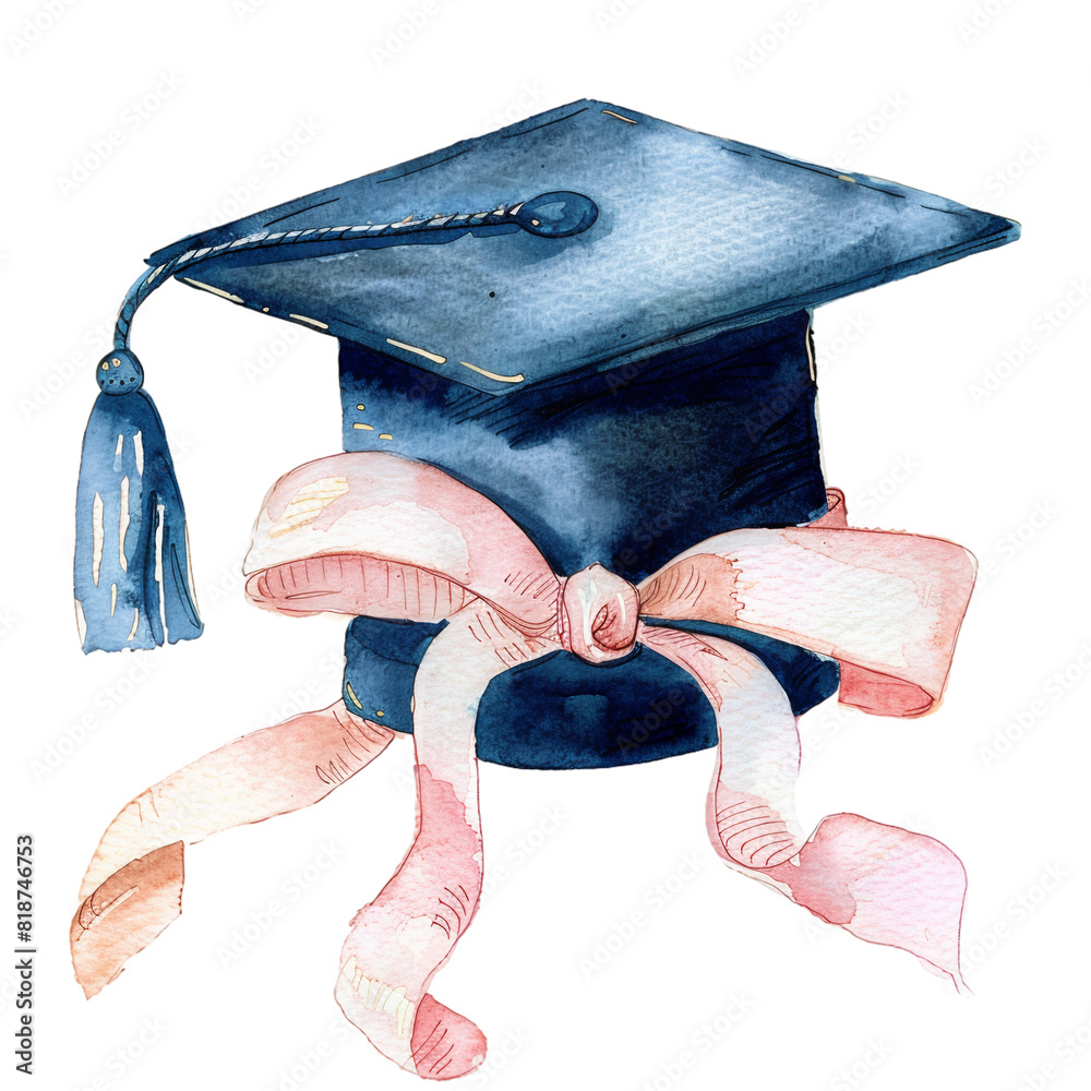Watercolor Graduation Cap and Diploma Clipart, A watercolor clipart ...