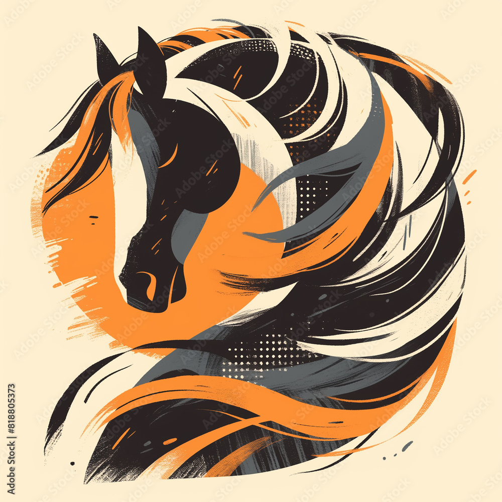 Horse concept illustration graphic poster banner. Horse badge for t ...