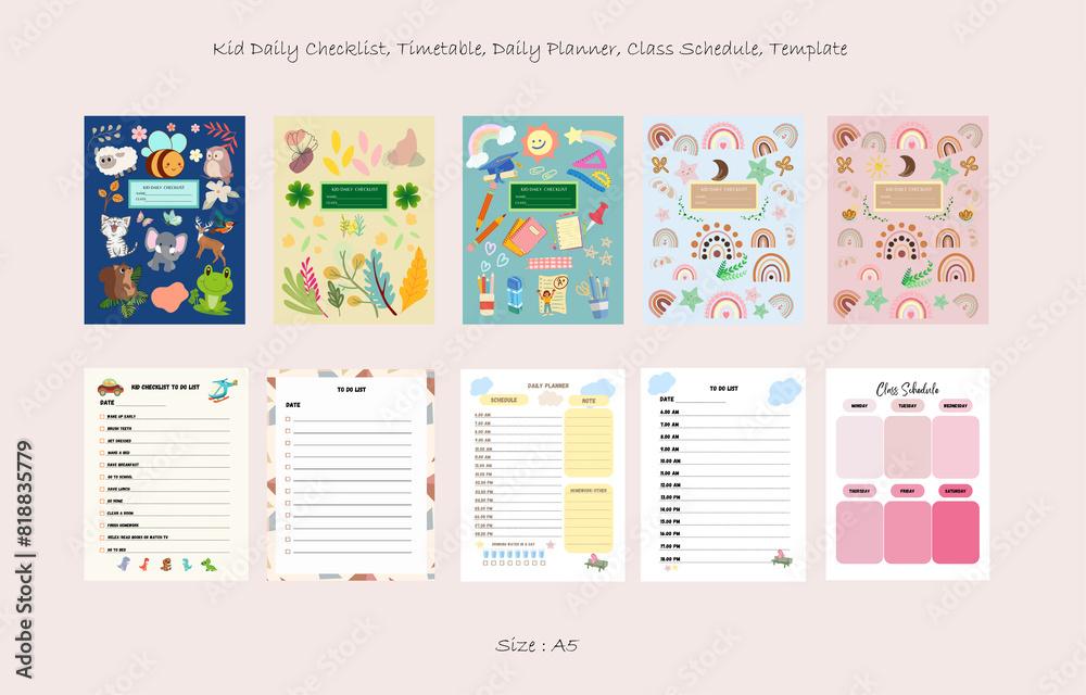 Kid Daily Checklist, Timetable, To Do List, Daily Planner, Class ...