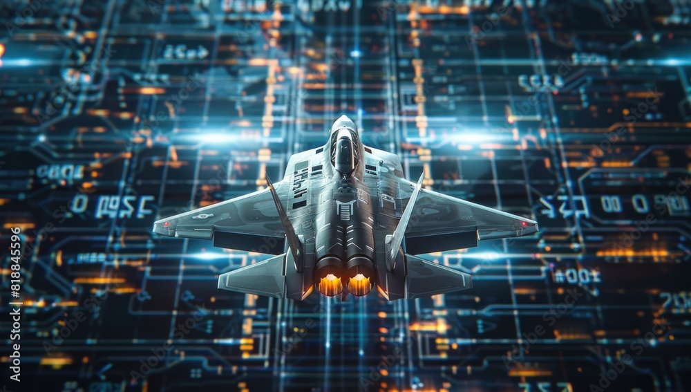 A F20 fighter jet is depicted in the center of an air battle map with ...