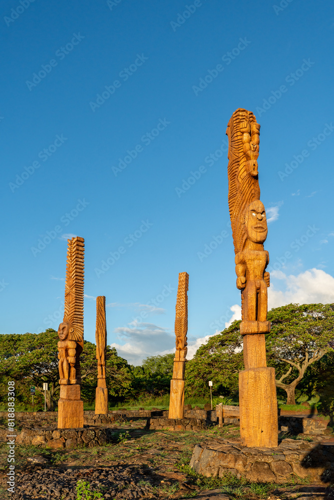 Ki‘i statues (similar but not totem poles) at the restoration project ...
