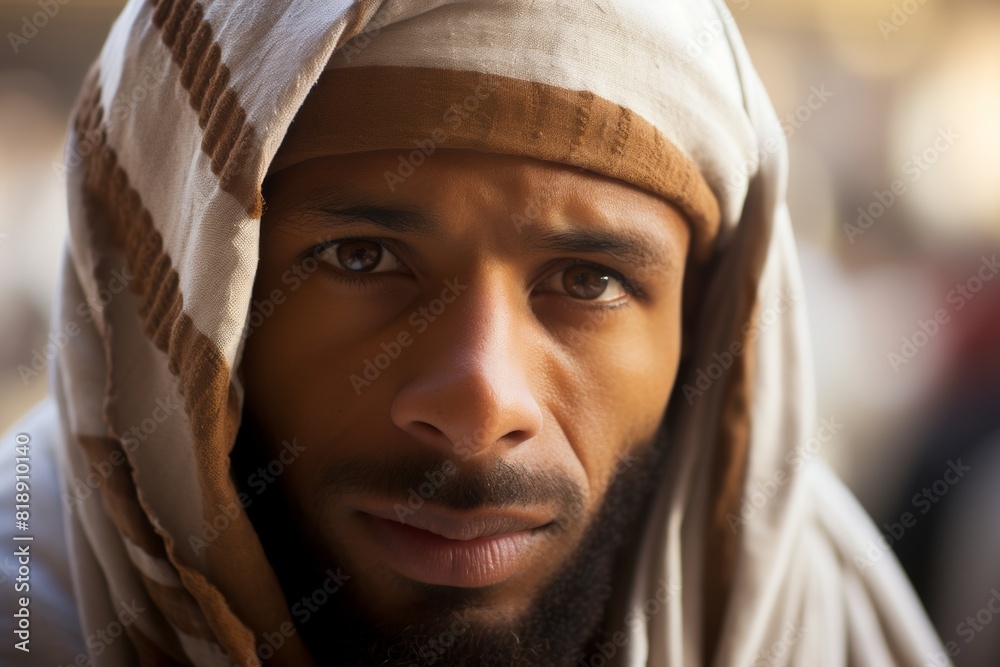 Man in pilgrim performing haj or umrah in front of kaaba, mecca ...