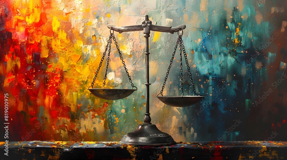 Scales of Justice Painting Depicts Courtroom Symbolism of Law,Fairness ...