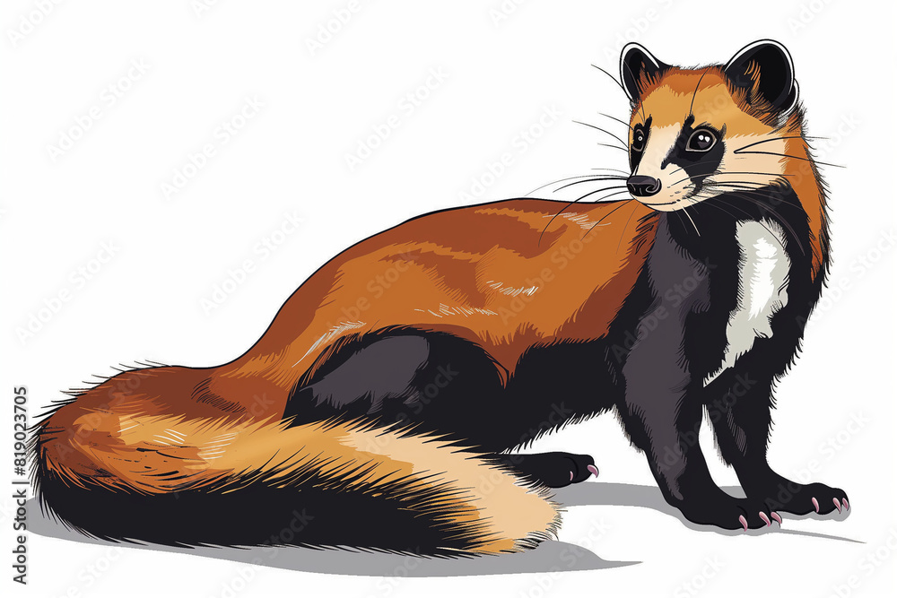 Cute Marten Vector Drawing: Stunning Wildlife Art with Whisker Detail ...