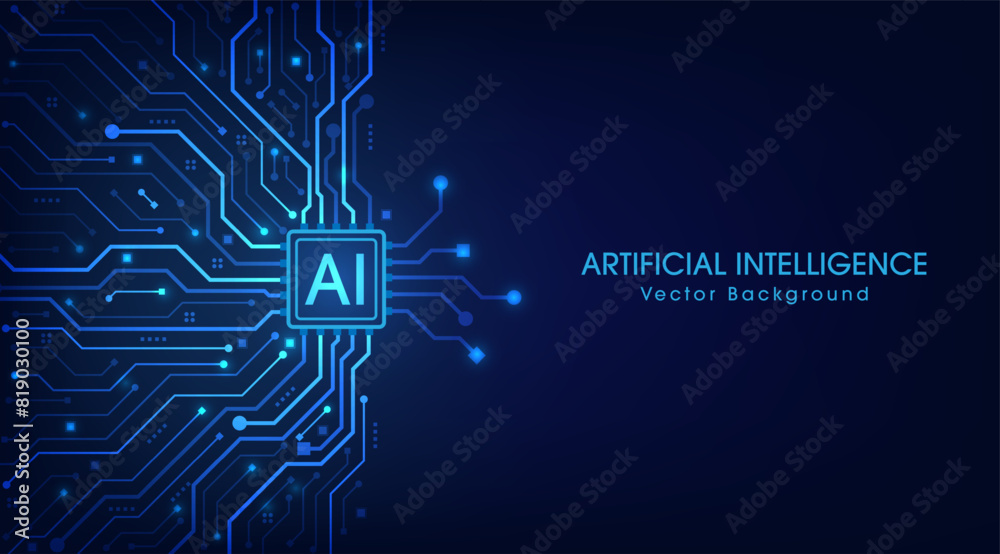 Artificial intelligence abstract background, AI chipset on circuit ...