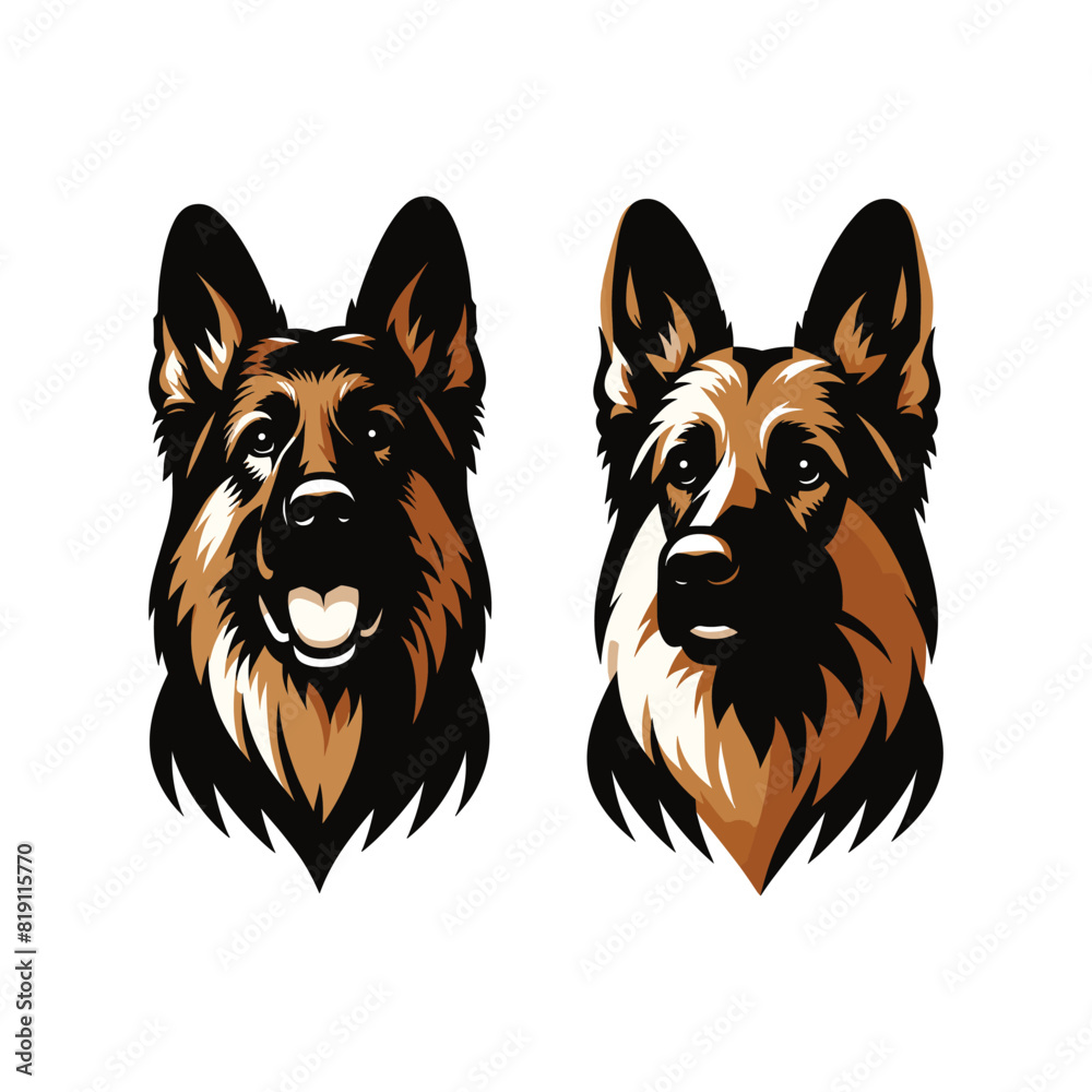German shepherd dog breed realistic color vector illustration from the ...