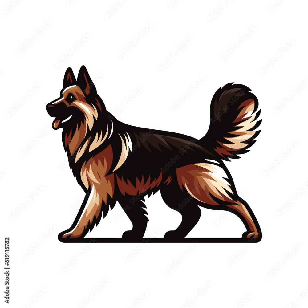 German shepherd dog breed realistic color vector illustration from the ...