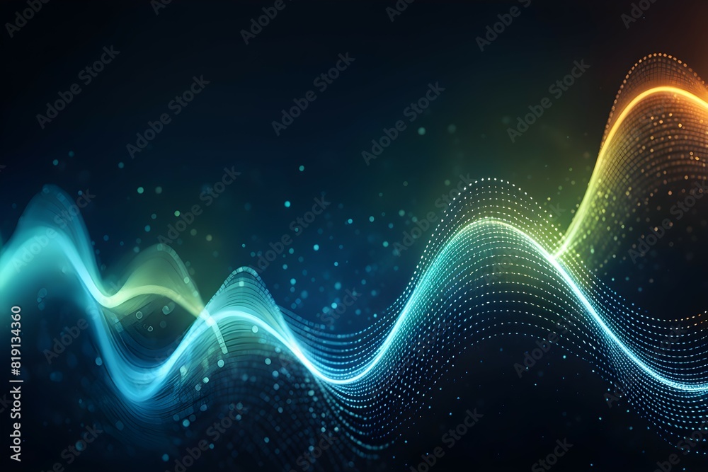 Curve representing technology and data wave form background, with ...