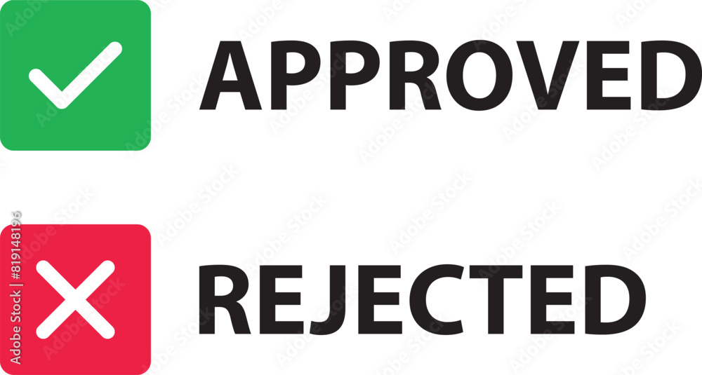 Approved and Rejected Sign. Vector Illustration Stock Vector | Adobe Stock
